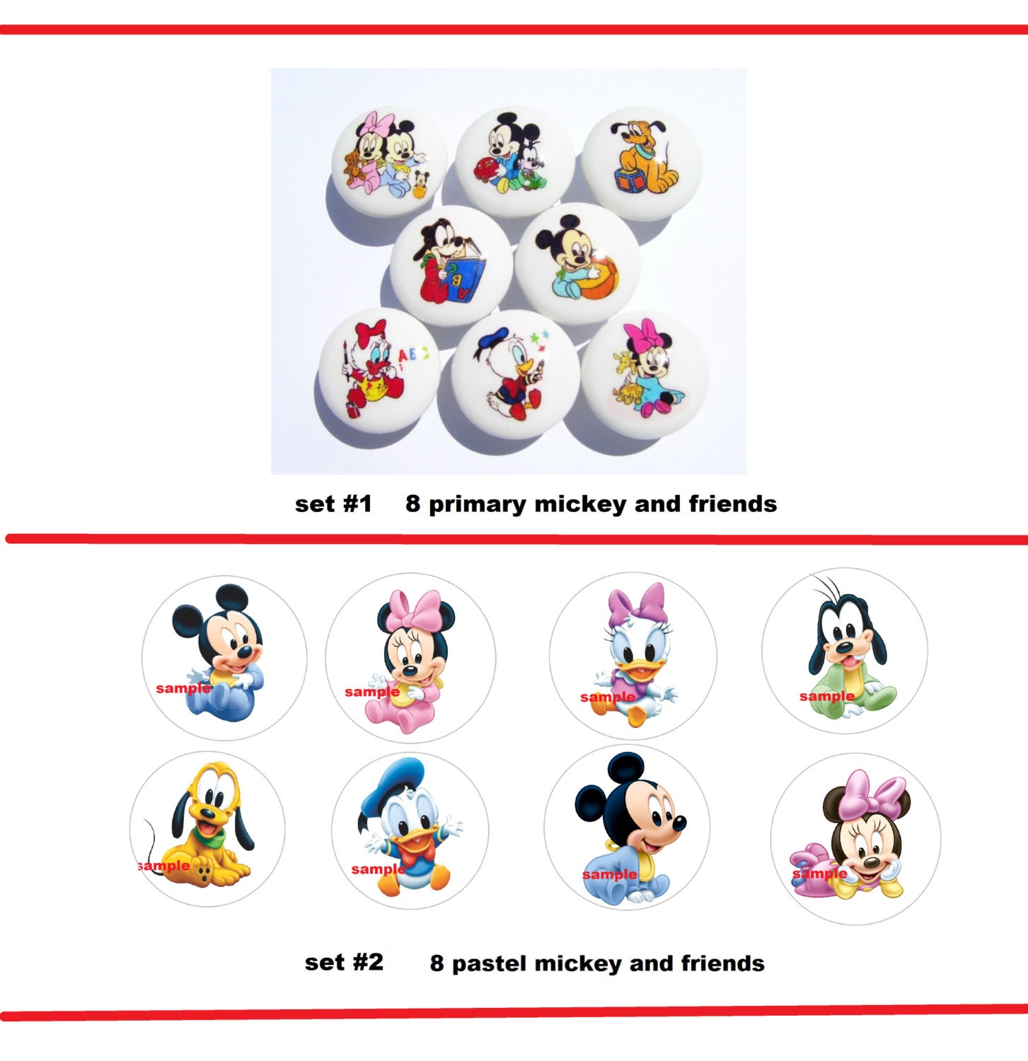 8 BABY Mickey Mouse and Friends Dresser Drawer knobs for kids | Etsy