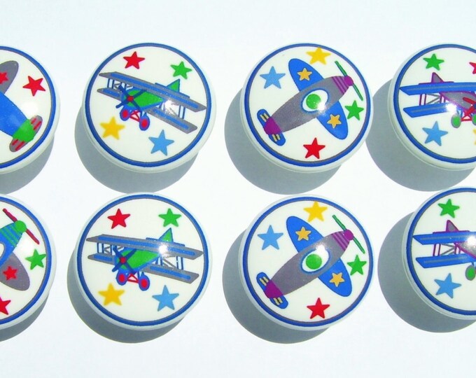 8 Set AVIATOR AIRPLANE Bi-plane Kids Boys Mtm Bedding Dresser Drawer ...