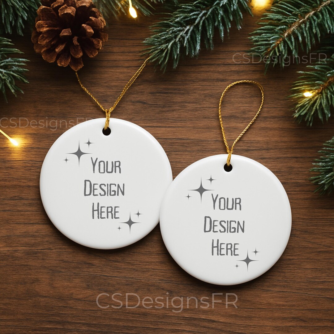 White Christmas Ornaments Mockup With Drag and Drop, Canva Editable ...