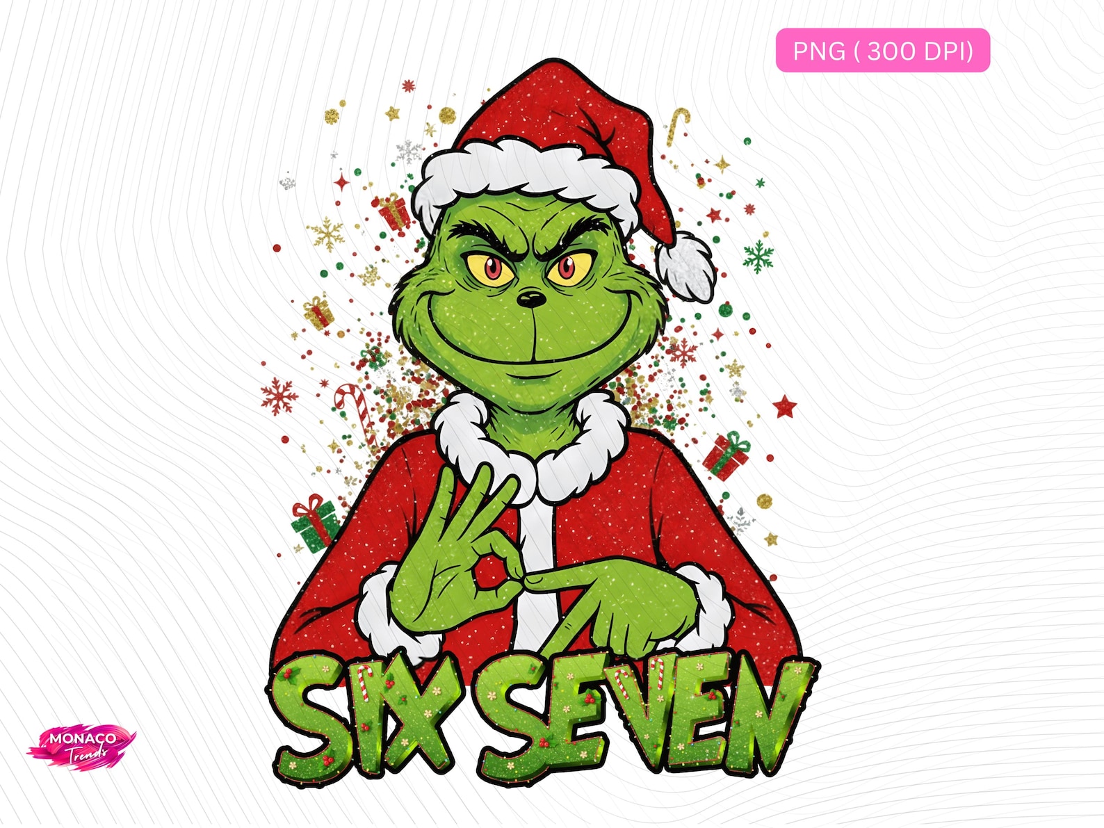 Funny Six Seven Meme Christmas Grinch PNG: Viral Joke Design (300 DPI ...