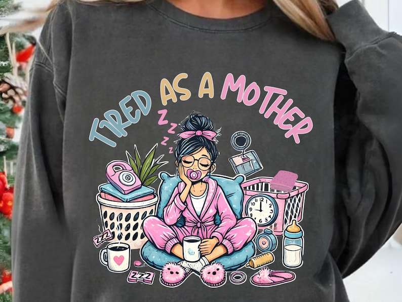 Tired Mom Clipart PNG Bundle: Funny Exhausted Mother Art (digital ...