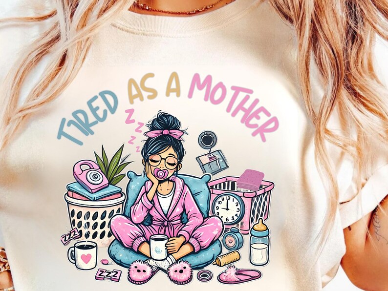 Tired Mom Clipart PNG Bundle: Funny Exhausted Mother Art (digital ...