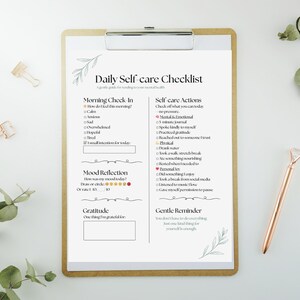 Daily Self-care Checklist – Printable PDF – Mental Health Tracker ...
