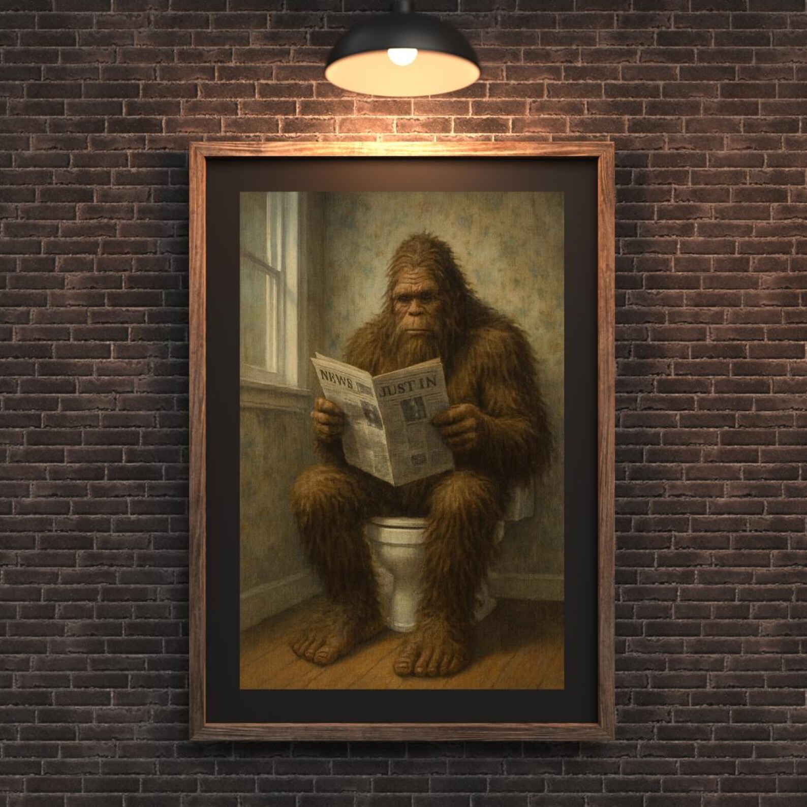 Sasquatch Reading Newspaper Poster | Bathroom Wall Art (unframed) - Etsy