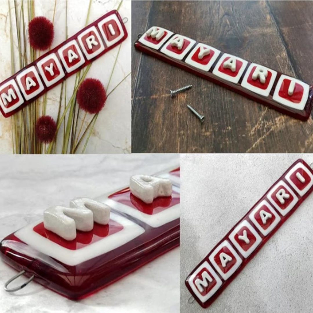 Custom 3d Name Tags, Personalized Name Tags, Handmade Fused Glass ...