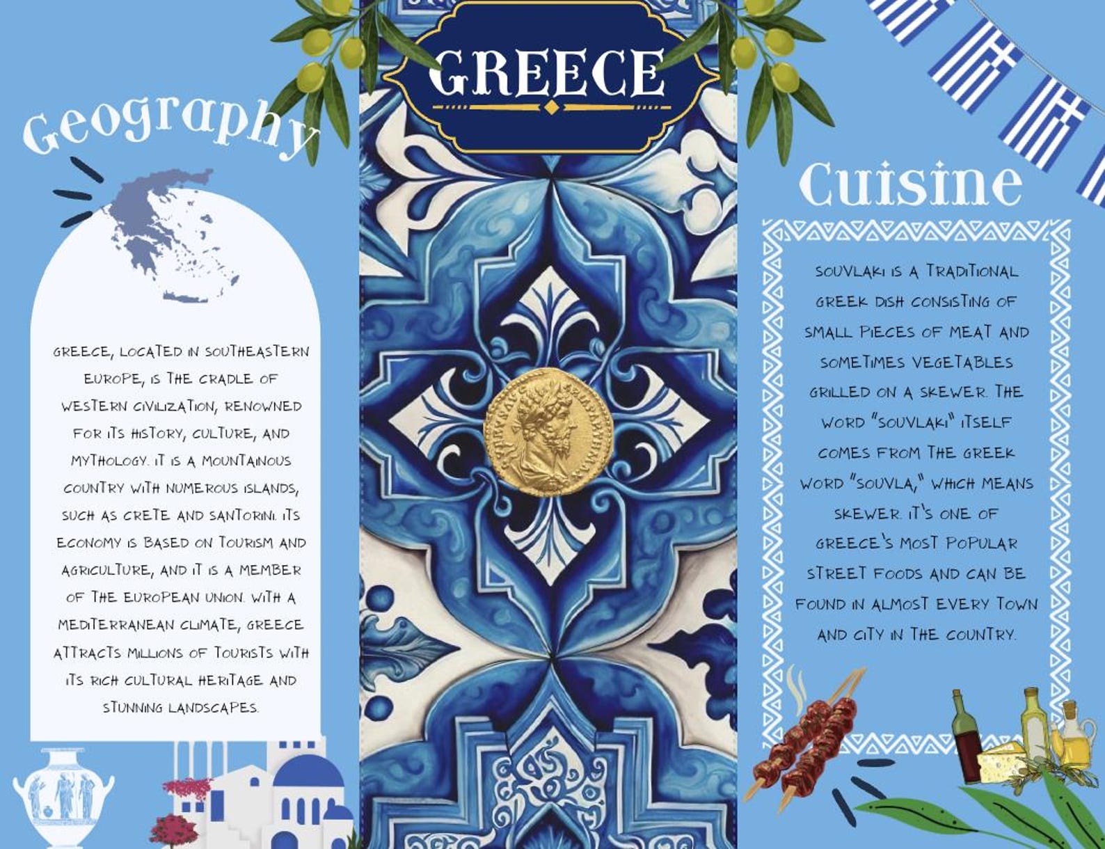 Greece Tri-fold for Teachers Template - Etsy