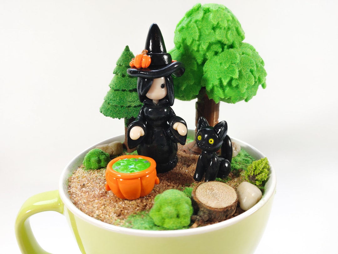 Pumpkin Witch's Cauldron Fairy Garden Set - Etsy