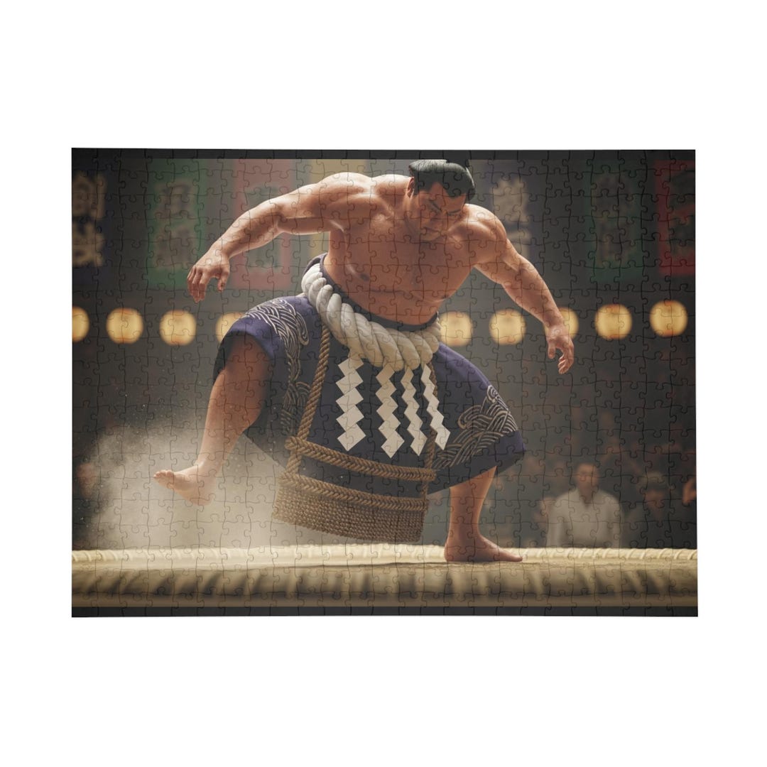 Realistic Sumo Shiko Stomp Jigsaw Puzzle Dynamic Low Angle Japanese Art ...