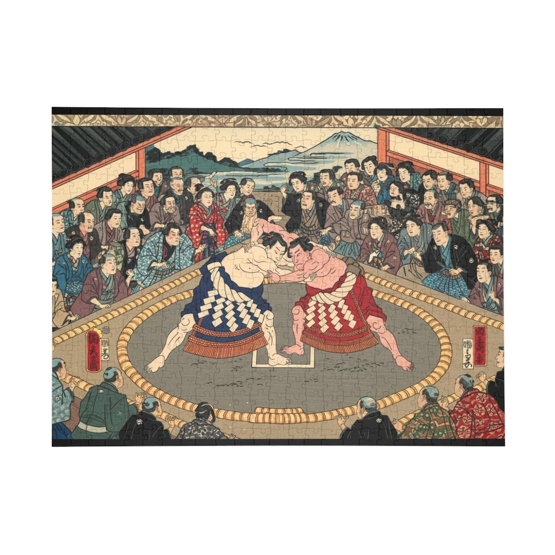 Traditional Japanese Ukiyoe Sumo Wrestling Jigsaw Puzzle Edo Style ...