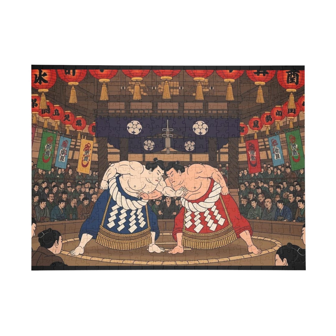 Ukiyoe Sumo Wrestling Puzzle | Traditional Japanese Arena Art | Vibrant ...