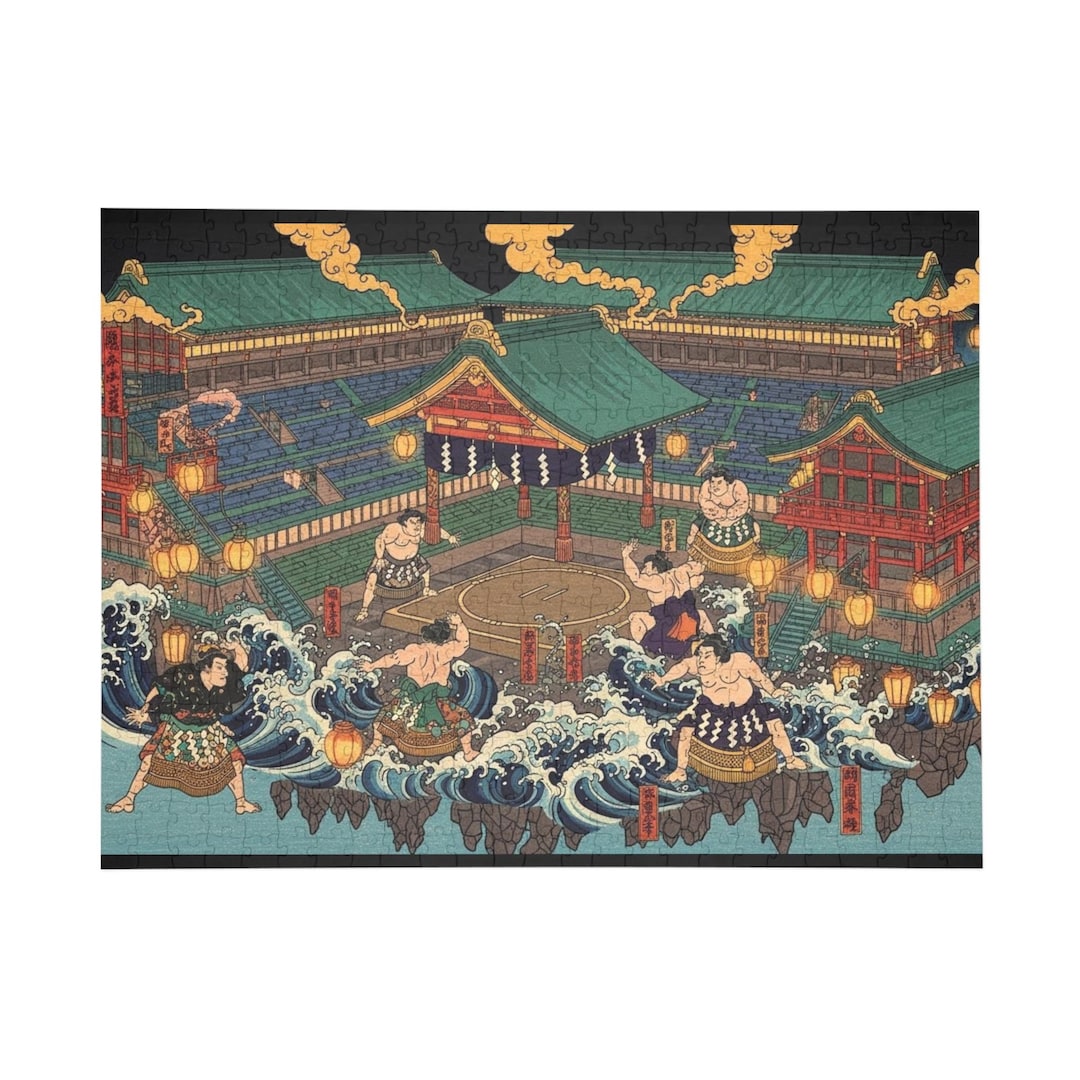 Fantasy Ukiyo E Sumo Puzzle Stylized Kokugikan Arena Art Edo Inspired ...