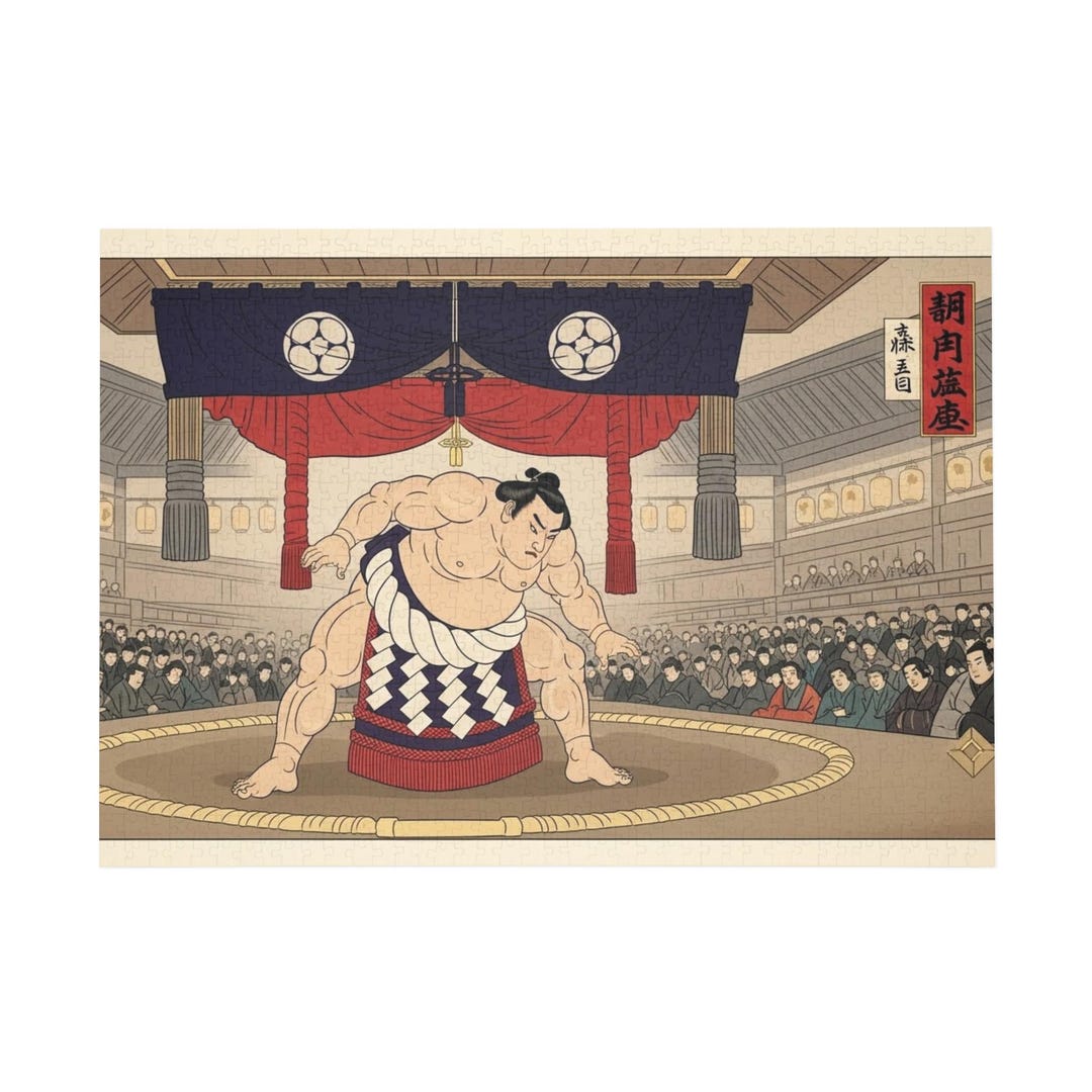Japanese Sumo Ritual Ukiyoe Style Jigsaw Puzzle Ryogoku Kokugikan ...