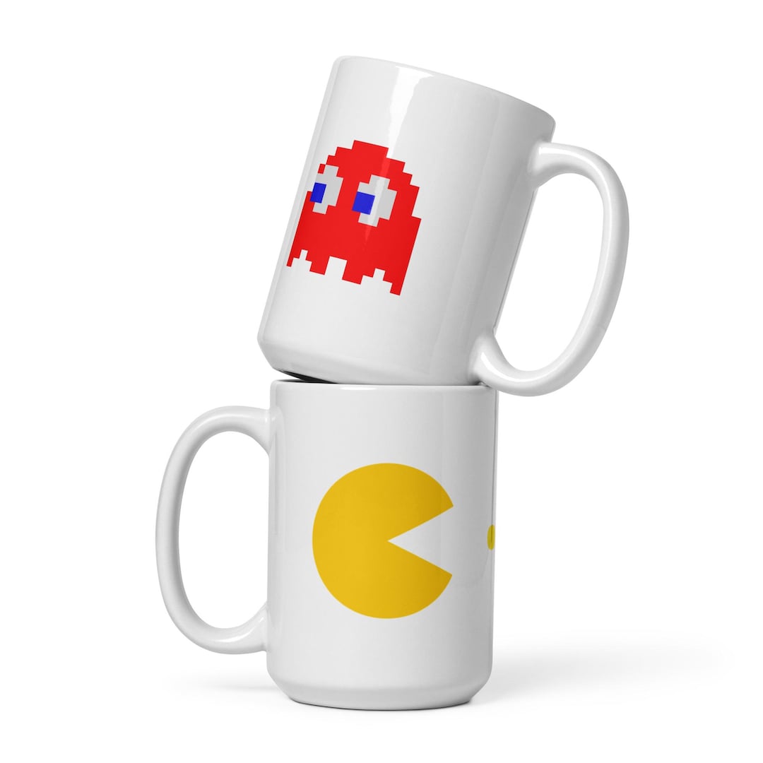 Pac-man Chasing Ghost Mug – Retro Classic Video Game Design – Gamer ...