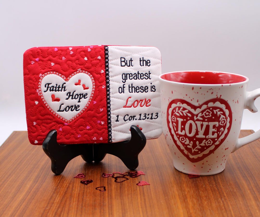 Faith Hope Love Mug Rug for Machine Embroidery in 5x7 Hoops - Etsy