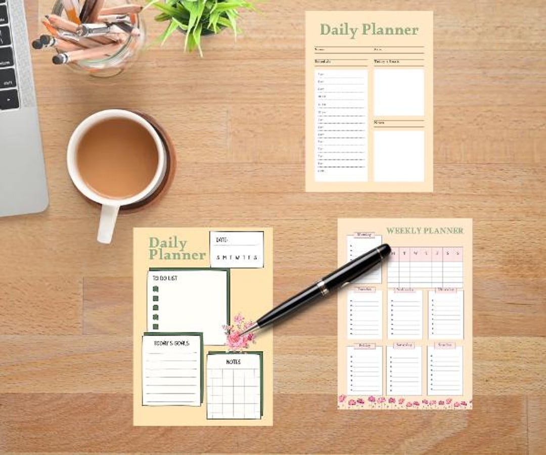 Printable Daily & Weekly Planner Simple Flower Planner Pages, To-do ...