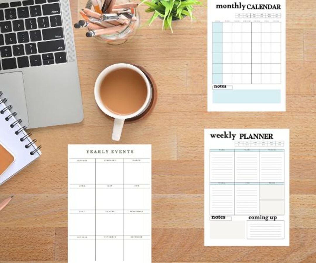 Minimalist Printable Planner Bundle | Yearly, Monthly & Weekly Planner ...