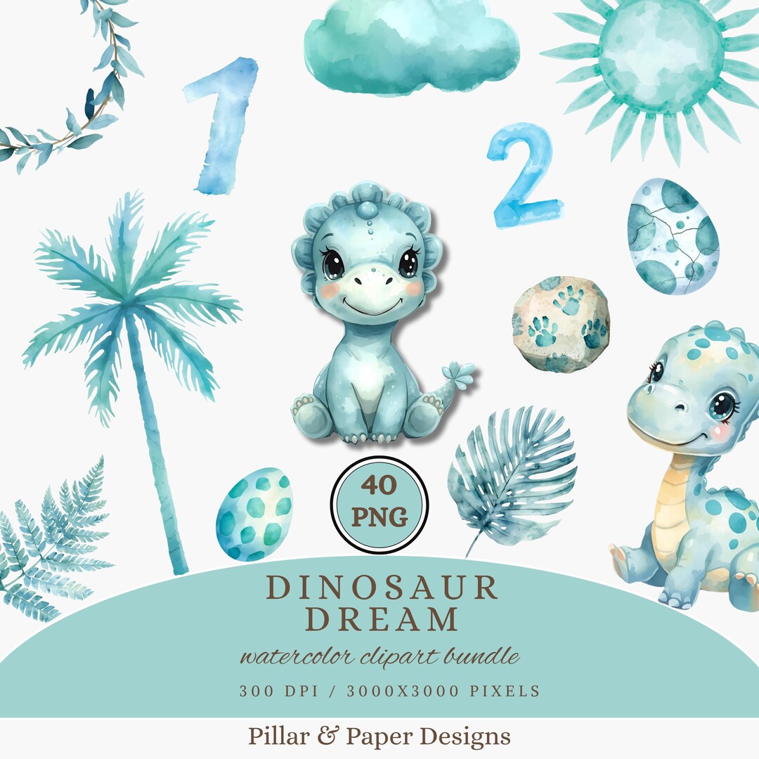Baby Dinosaur Watercolor Clipart PNG, Cute Baby Dino Illustrations ...
