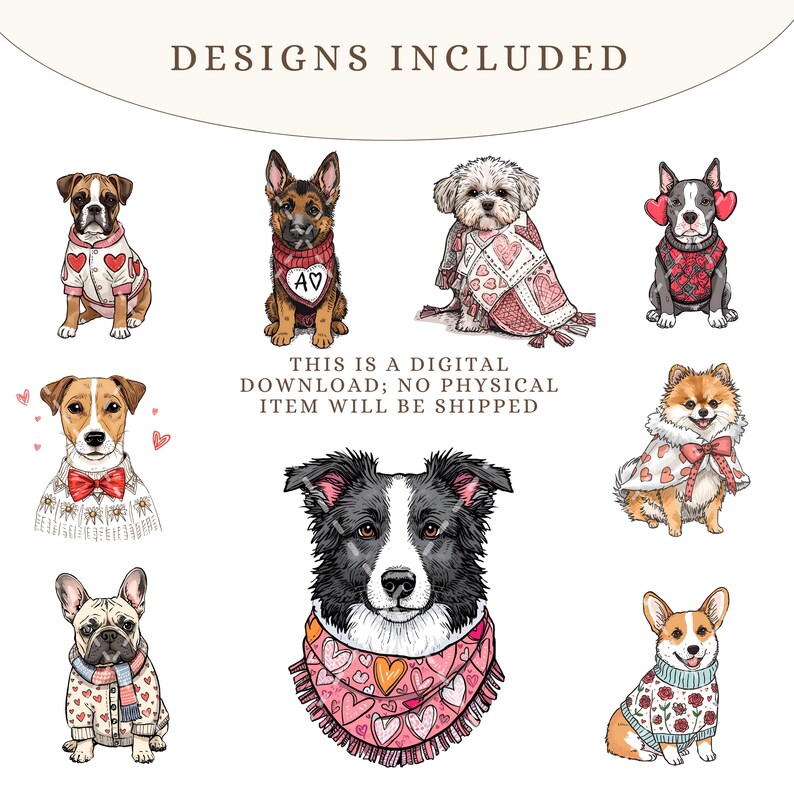 Valentines Dog Clipart, Watercolor Doodle Valentine Clipart, Pet ...