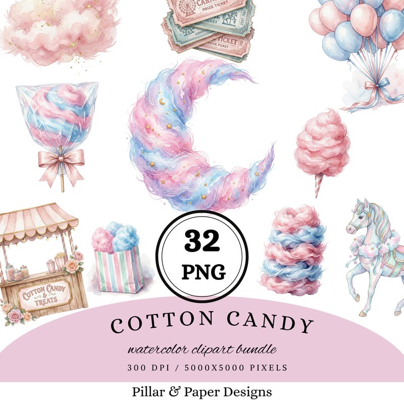 Cotton Candy Clipart - Etsy