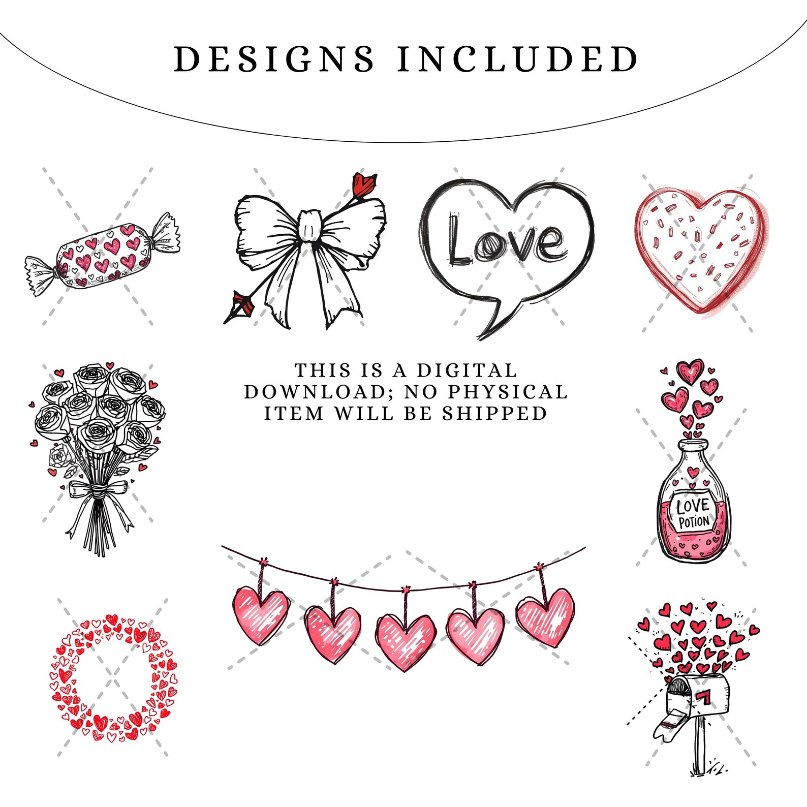 Valentines Doodle Clipart PNG, Valentines Day Clipart, Doodle Clipart ...