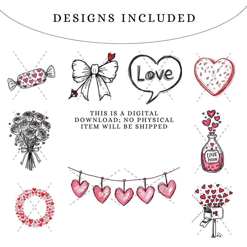Valentines Doodle Clipart PNG, Valentines Day Clipart, Doodle Clipart ...