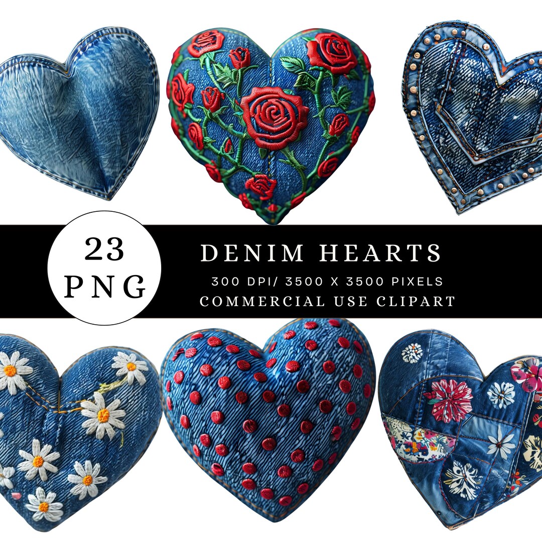 Denim Hearts Valentines PNG Clipart, Denim Jeans Valentines Hearts ...