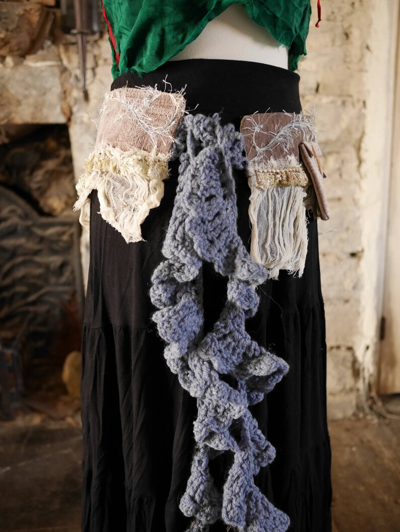 Brown & blue festival pocket belt. Gypsy tribal rave | Etsy