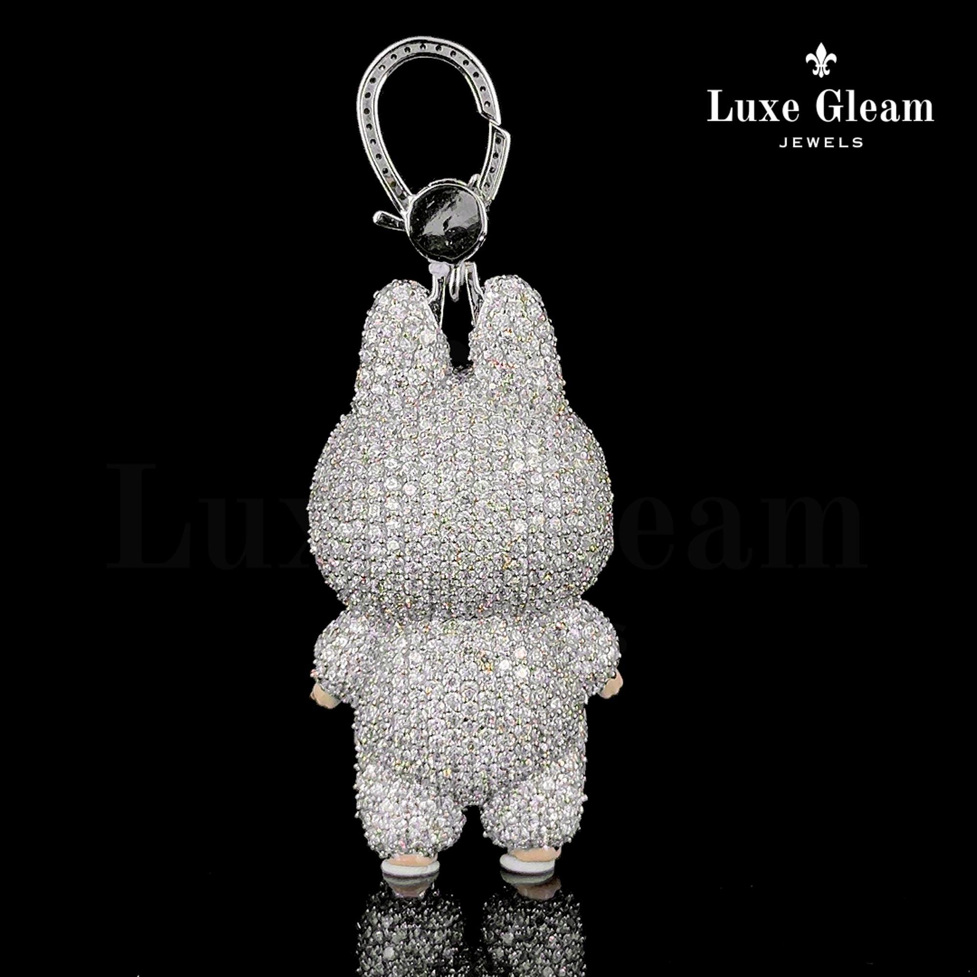 Iced Out Labubu Charm | Lab Grown Diamond Labubu Bag Keychain | 14K ...