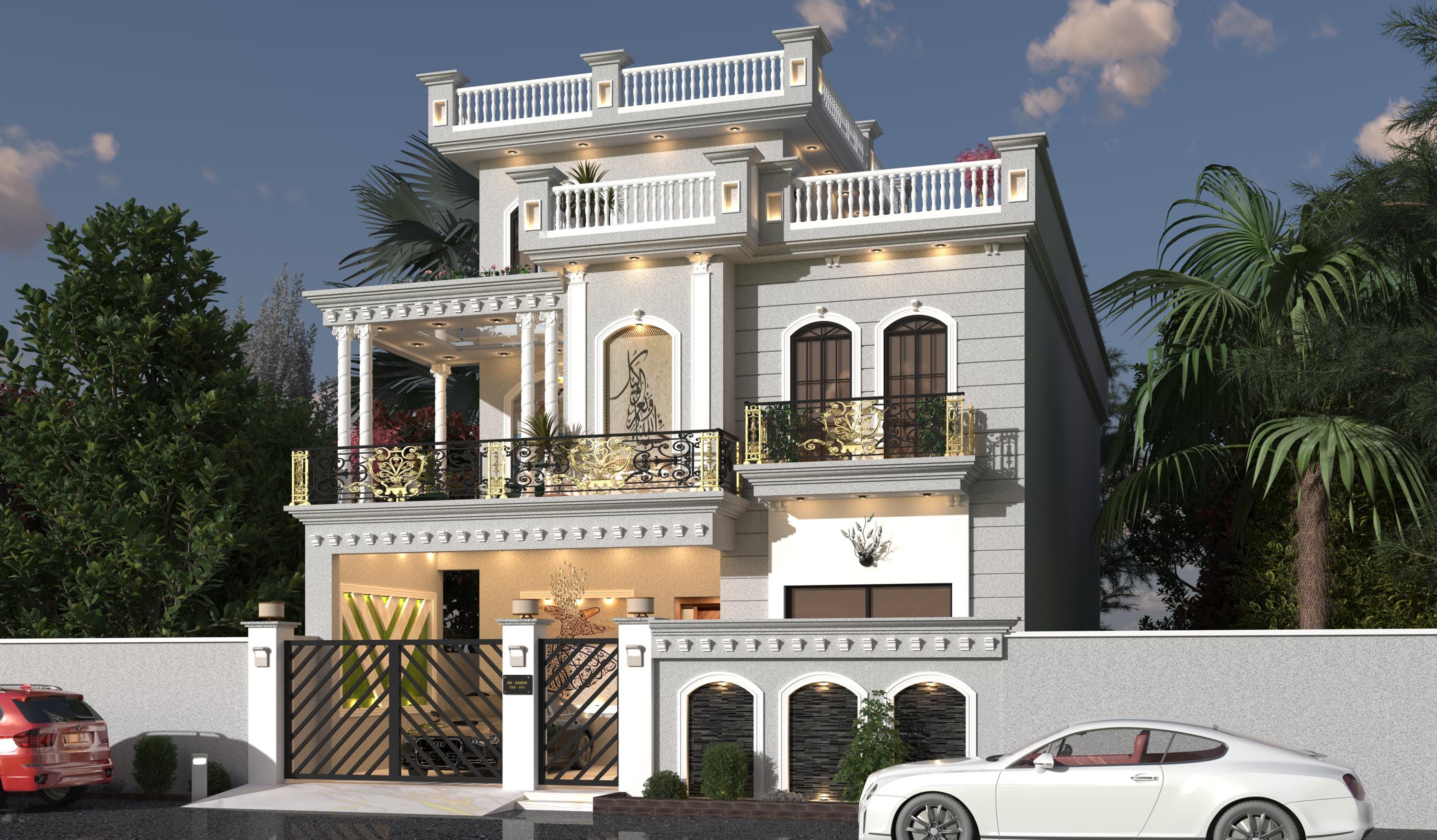 Spanish House Plan 5 Bed Room, 1 Drawing Room, 2 Kitchen, 2 Living Room ...