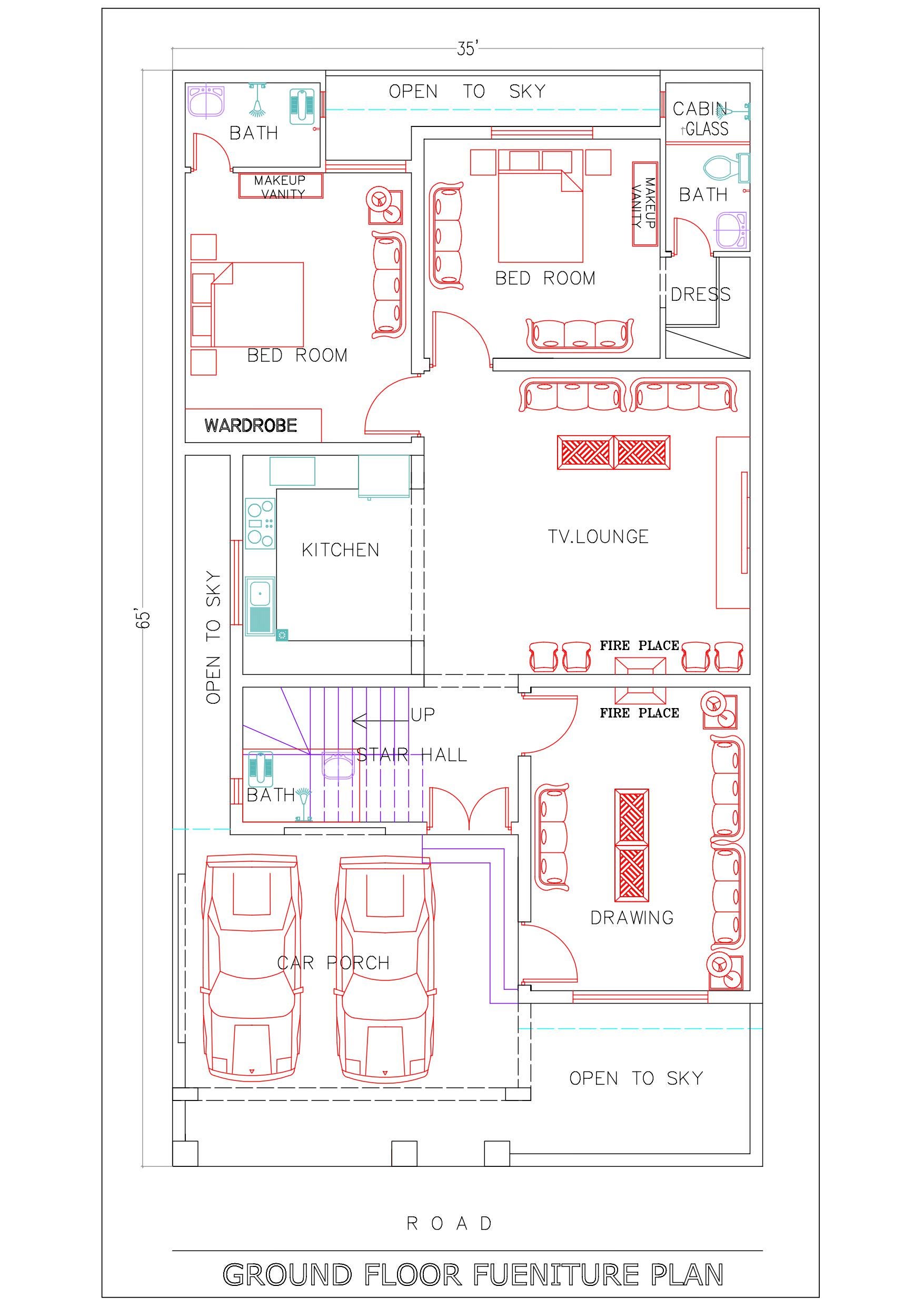 House Plan Modern Floor Plan Front View 3dmodel Architecture Front ...