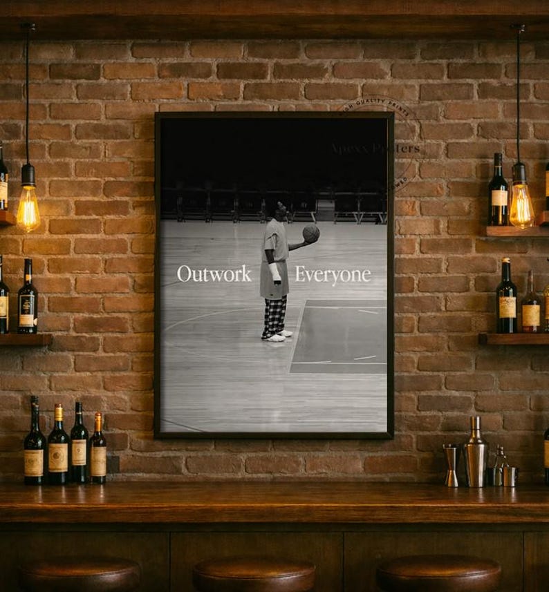 Kobe Bryant Outwork Everyone Poster – Black & White Basketball ...