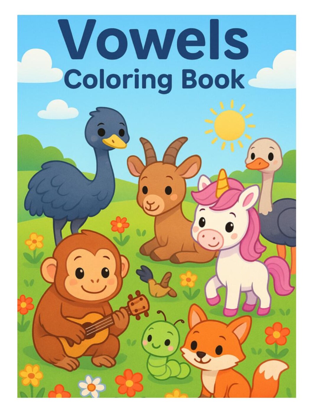 Cute Digital Animals Vowel Coloring Book for Kids - Etsy