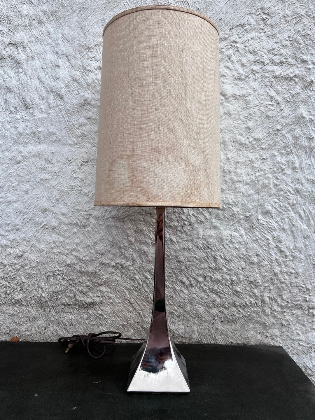 Laurel Silver Metal Tappered Lamp With Original Shade - Etsy