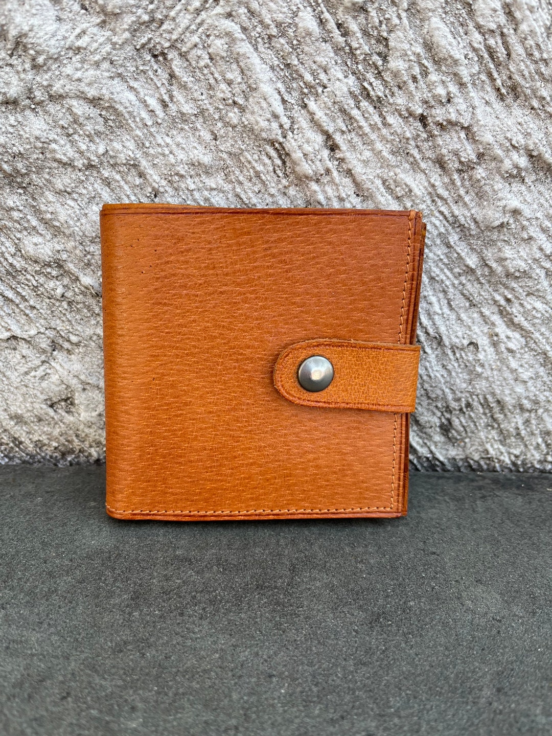 Vintage Tanned Bi-fold Leather Wallet - Etsy
