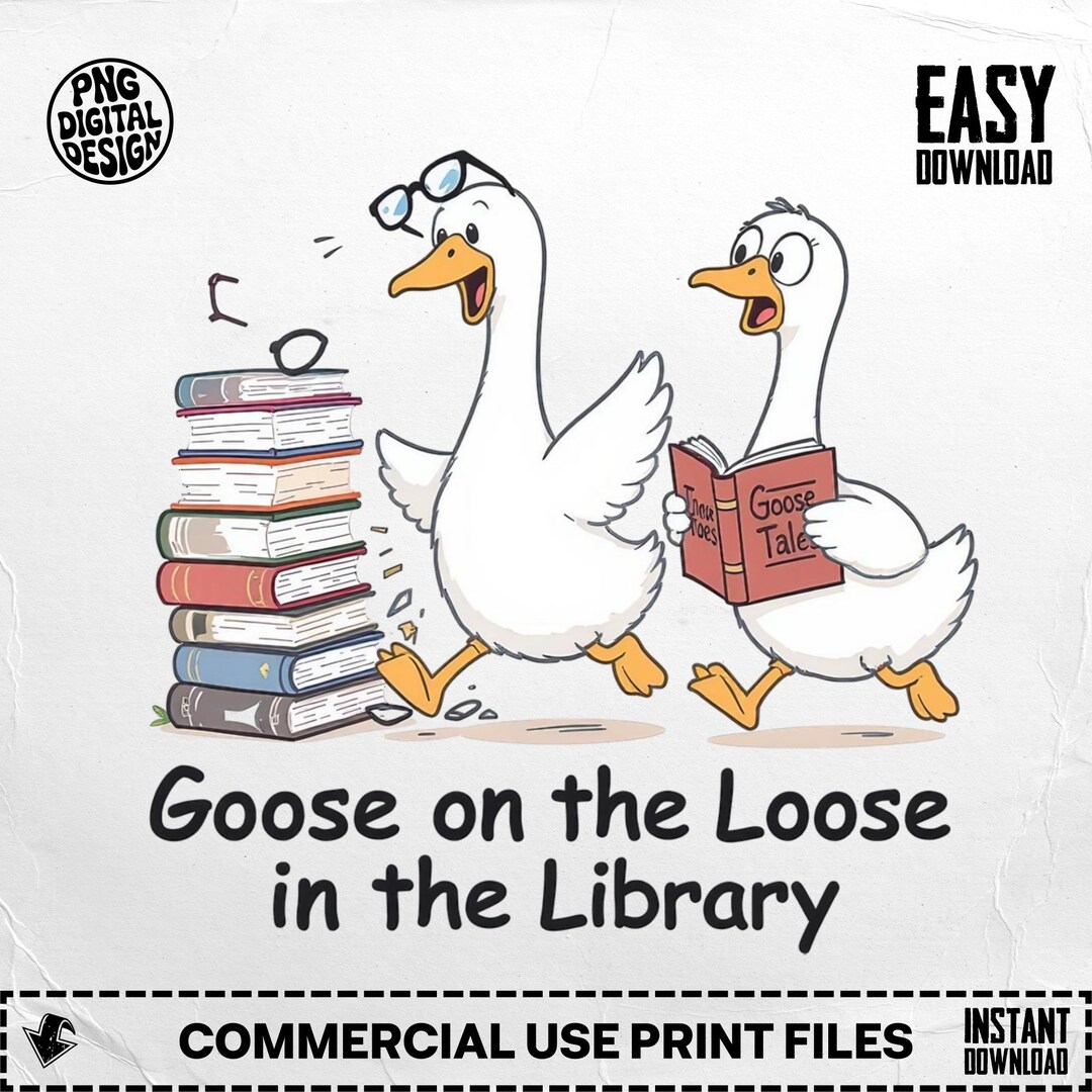 Goose PNG, Library Goose, Goose on the Loose, Book Goose, Nerd Goose ...