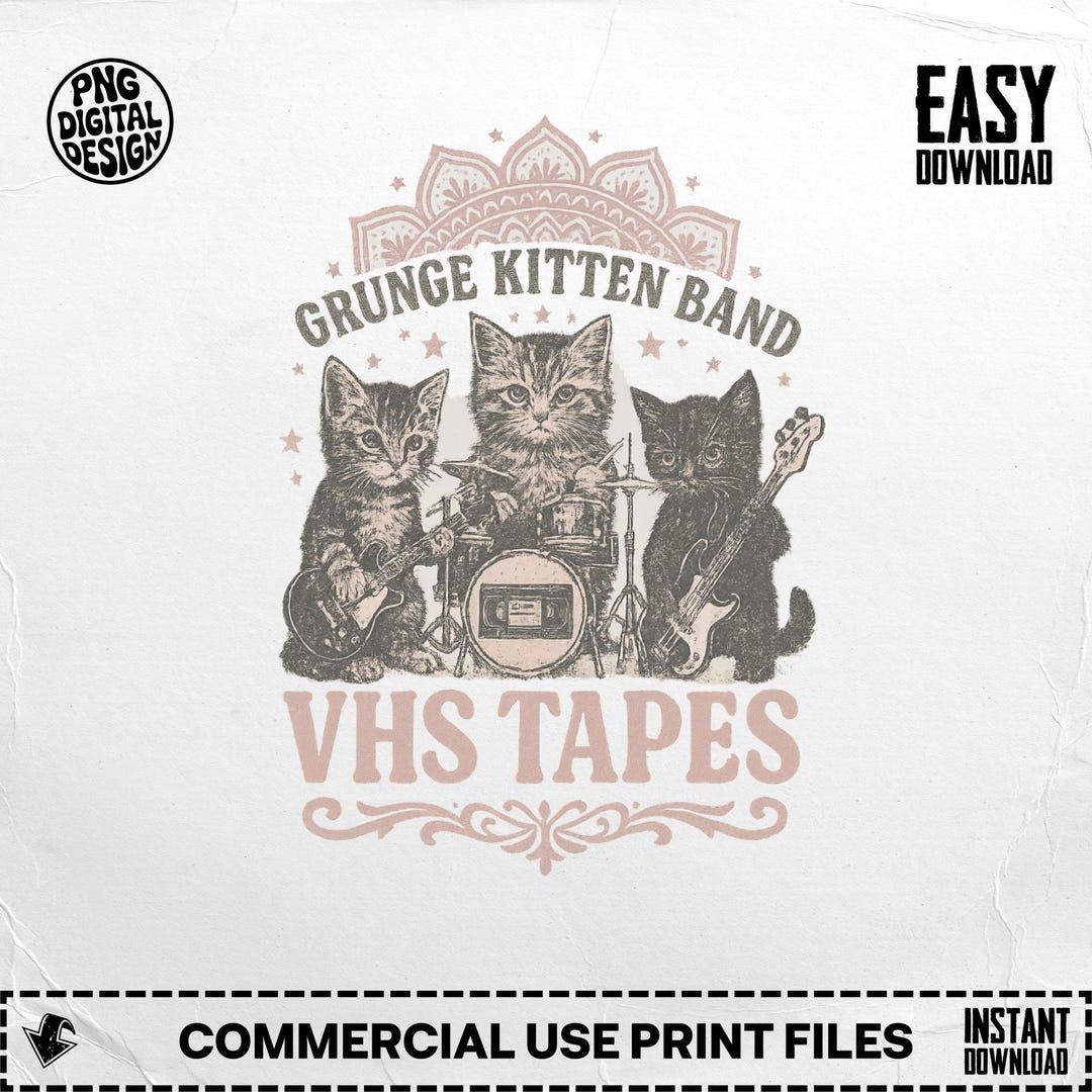 Y2K Grunge Kitten Band PNG, VHS Tapes, Kitten Band Clipart, Y2K Kitten ...