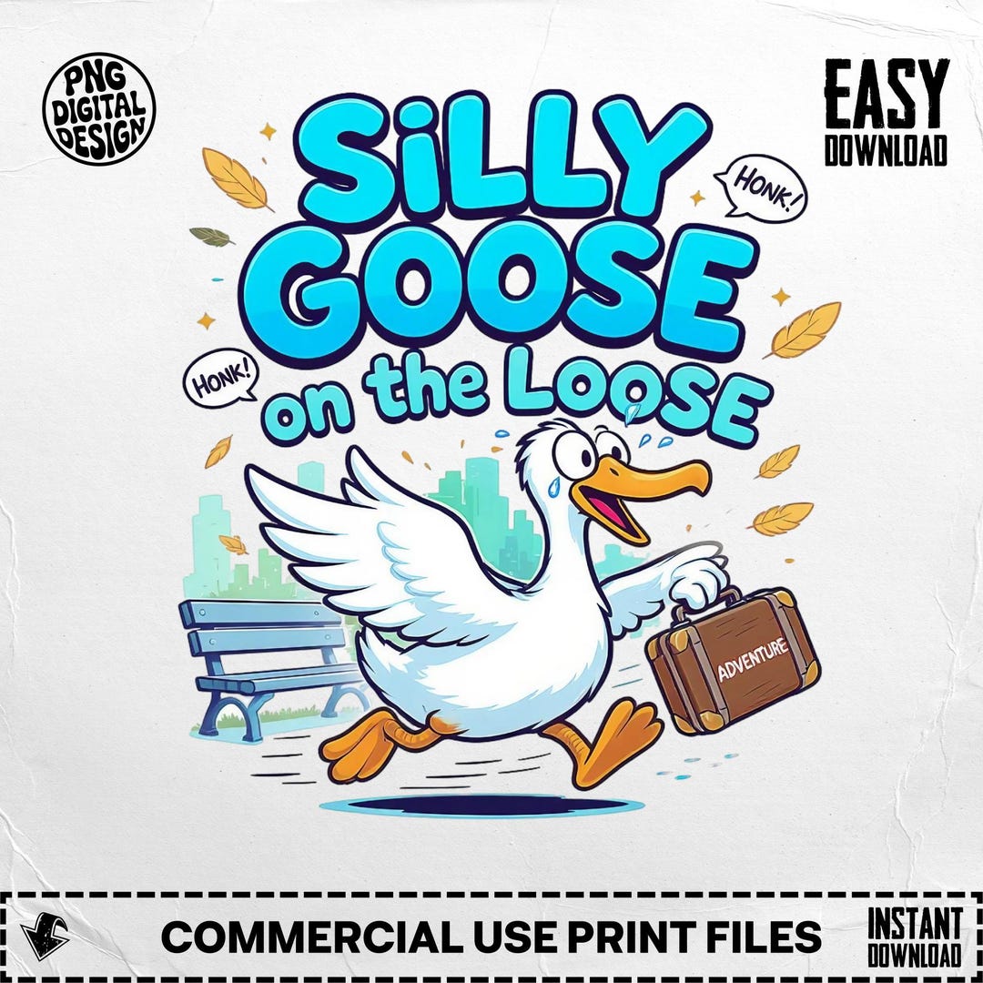 Silly Goose PNG: Funny Goose Clipart for DIY Crafts (digital Download ...