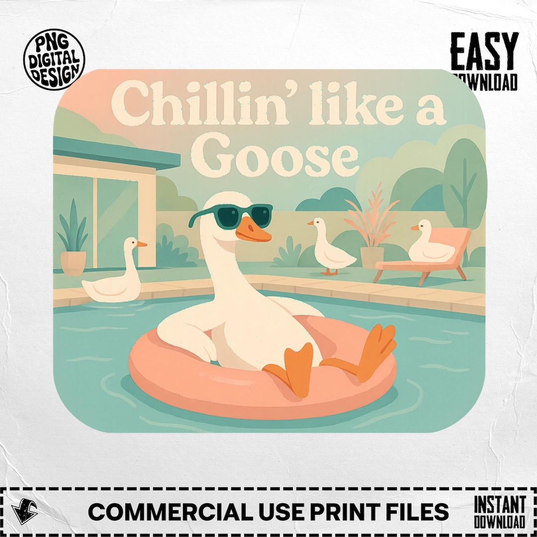 Summer Goose PNG: Chillin' in Pool Clipart (digital Download ...
