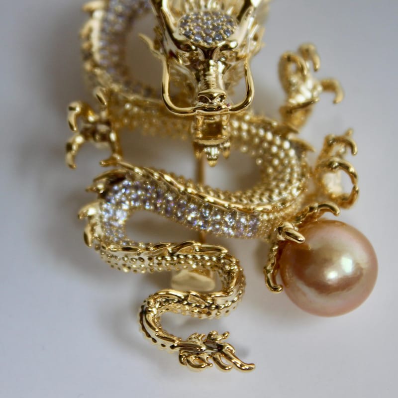 Dragon Brooch Pearl - Etsy
