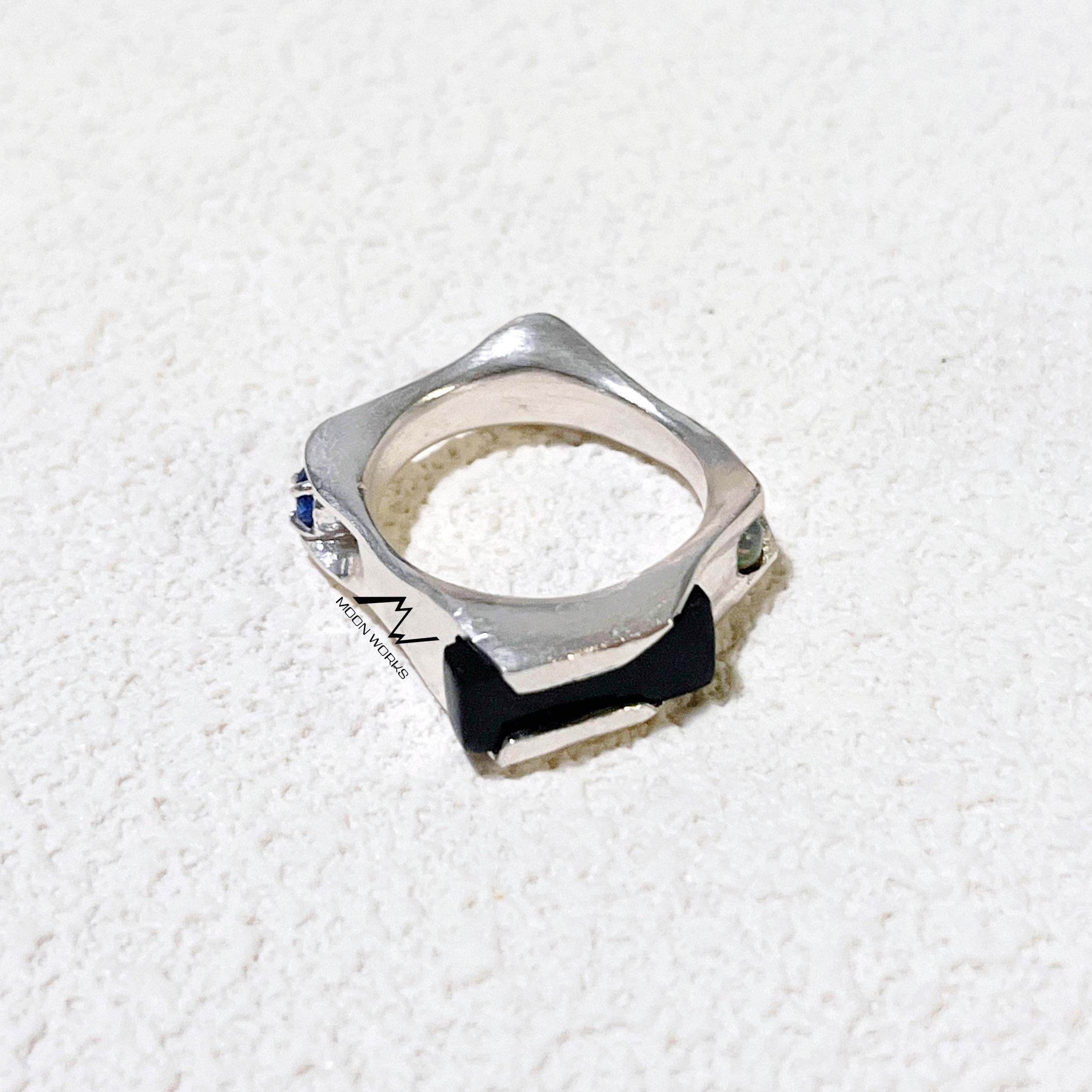 Textured 950 Silver Rings - Handcrafted Ring, Geometric Statement Band ...