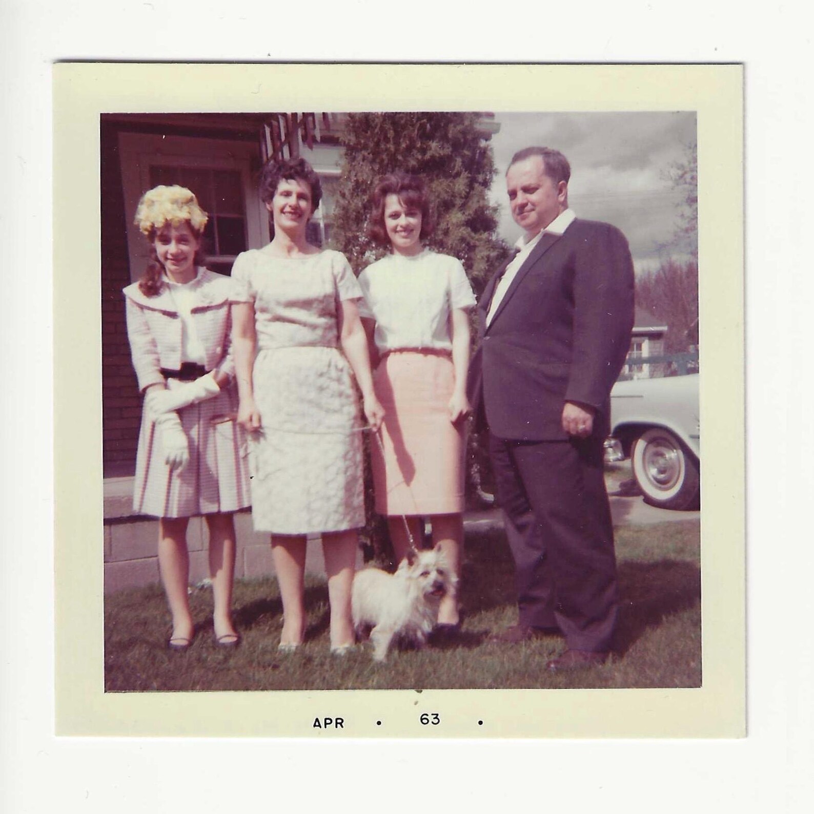 Vintage Family Photo With Dog: 1963 Kodak Snapshot, Midcentury Car - Etsy