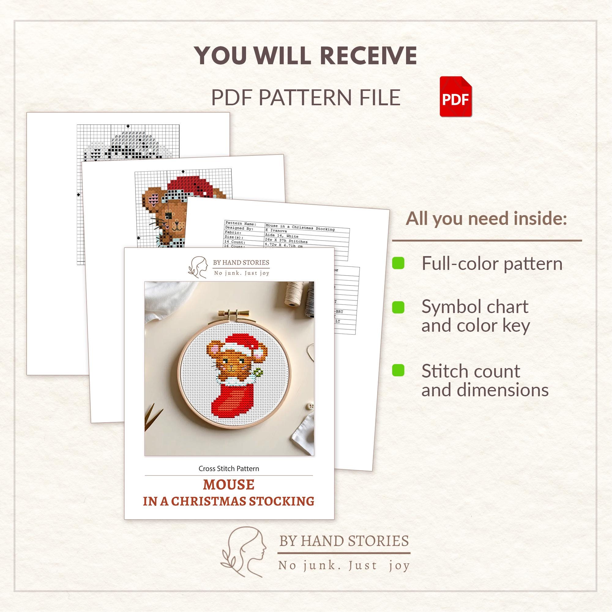 Mouse in A Christmas Stocking Cross Stitch Pattern PDF File - Etsy