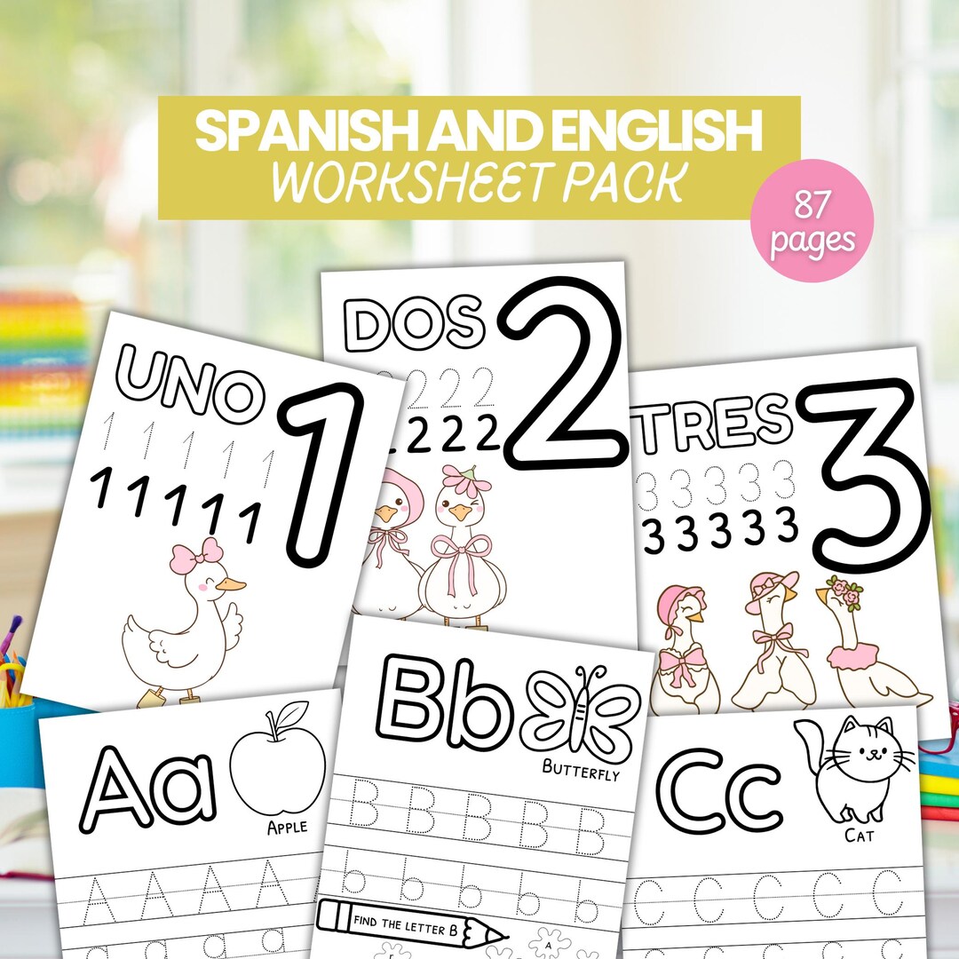 Worksheet Spanish & English Learning Homeschool Preschool Toddler ...