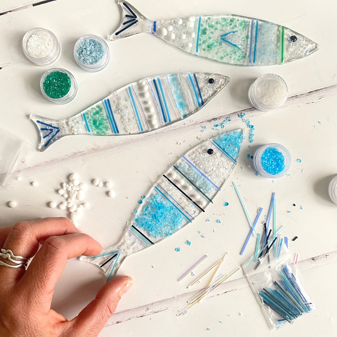 Fused Glass Kit Set of 3 Glass Fish, Fused Glass Kit, Fused Glass Fish ...