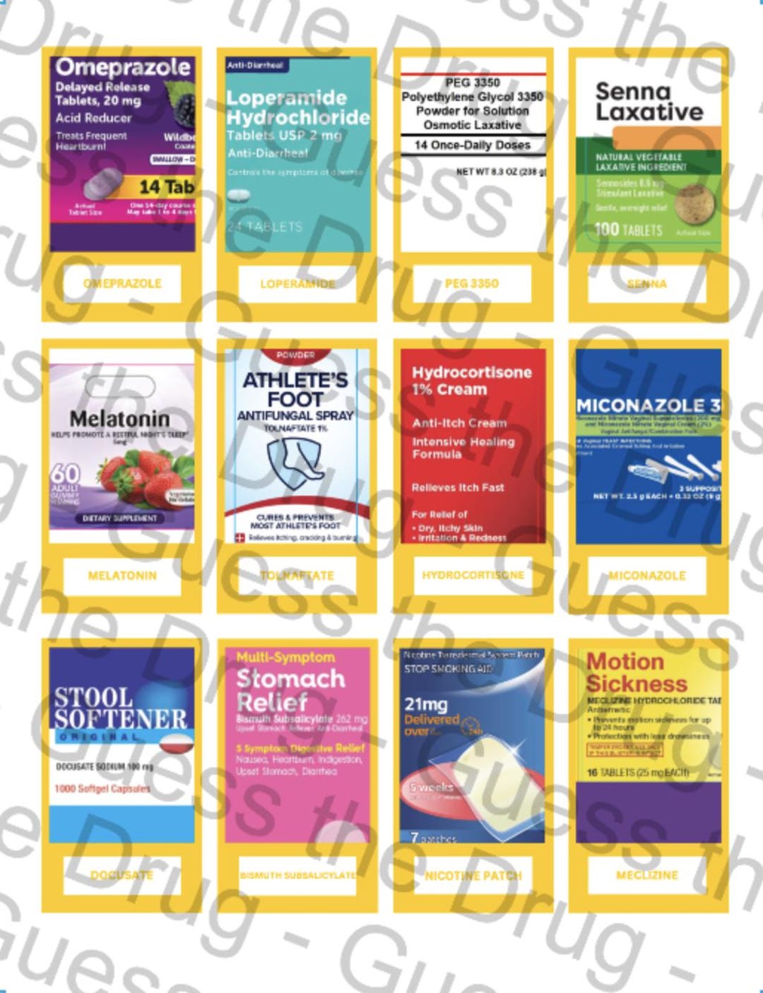 Guess the Drug: OTC Drug Cards for Naplex (pharmacy), Nclex (nursing ...