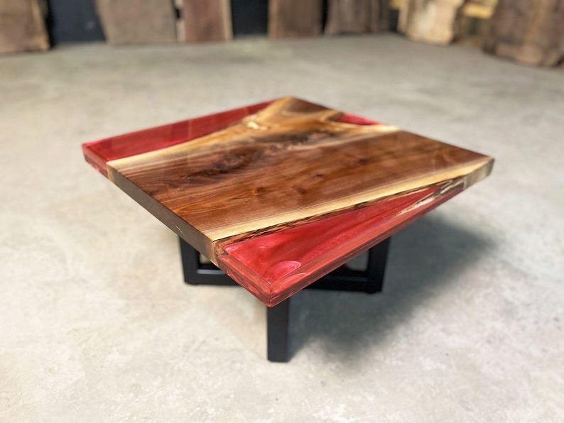 Red Epoxy Table | Live Edge Wood Coffee Table | Custom Resin Table ...
