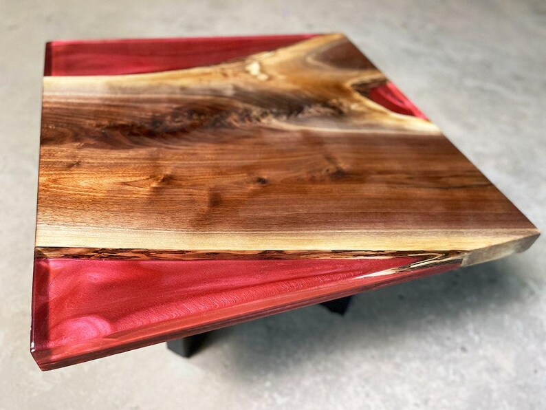 Red Epoxy Table | Live Edge Wood Coffee Table | Custom Resin Table ...
