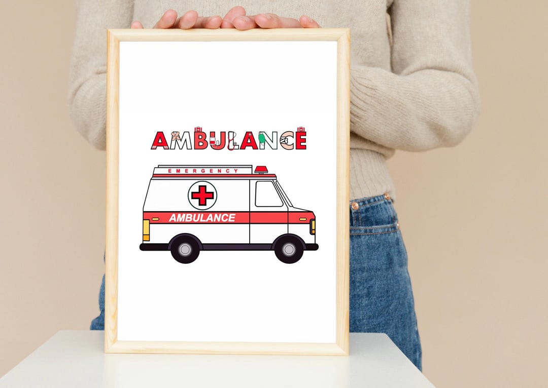 Ambulance Wall Art, Ambulance Wall Art Poster, Rescue Themed ...