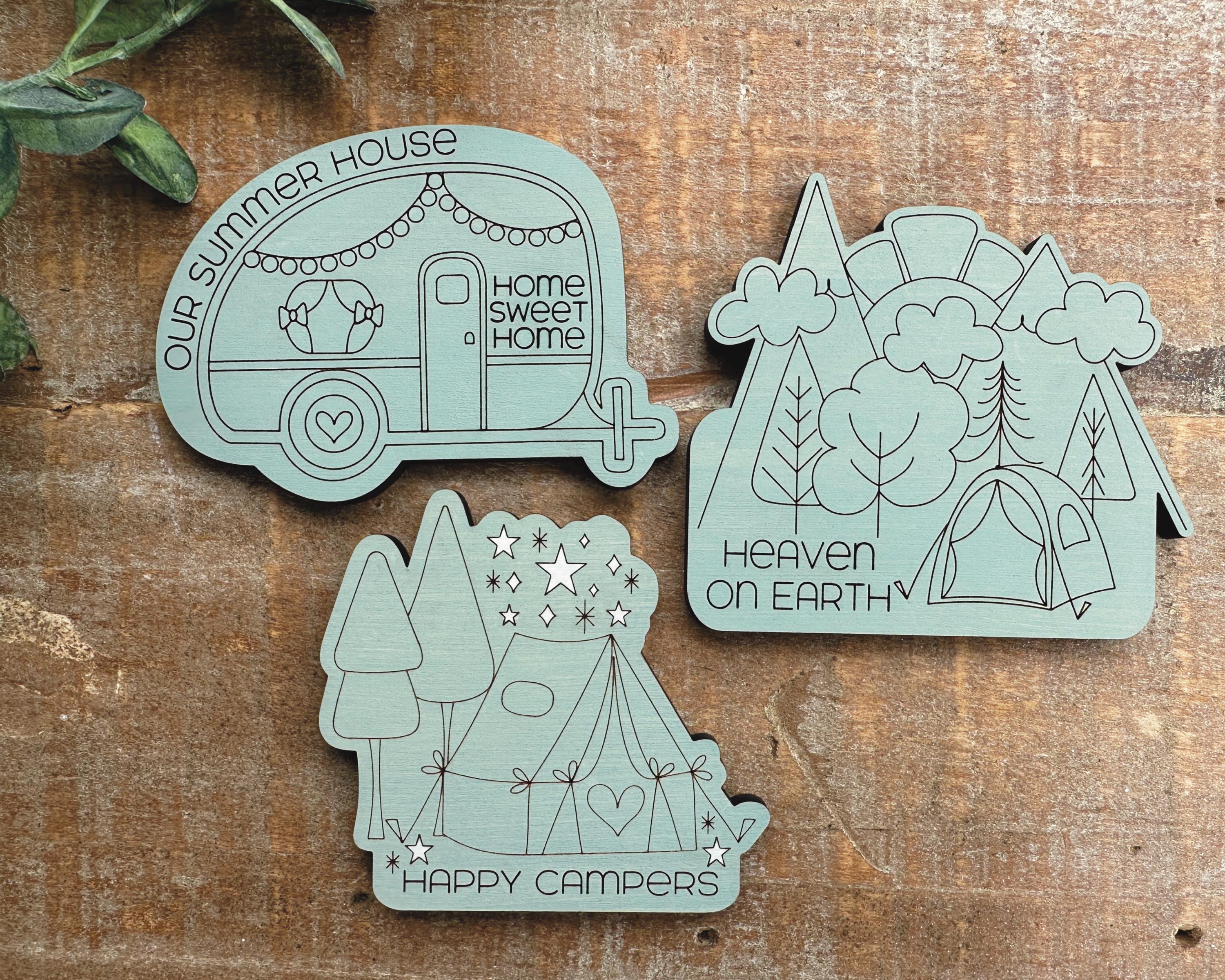 Digital Download- Bundle of Three Camping Themed Magnet Svg Files ...