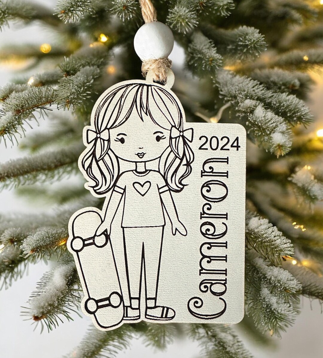 Instant Digital Download-skateboard Girl Ornament Svg, Engrave Cut Svg ...